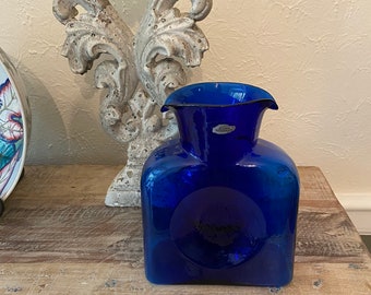 Blenko Blue Pitcher | Etsy