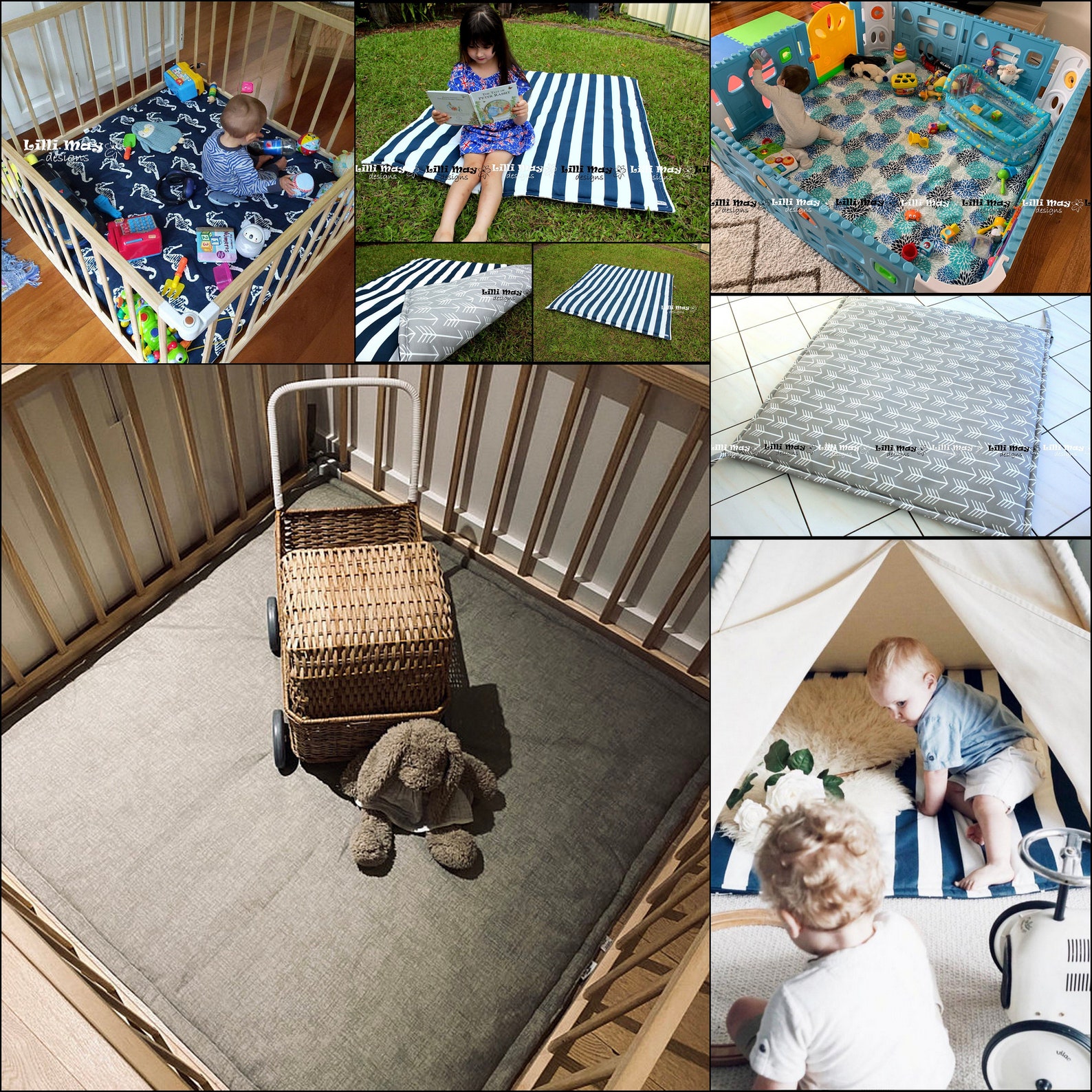 Play Mat// Padded Play Floor Mat //square //premium No Mess | Etsy