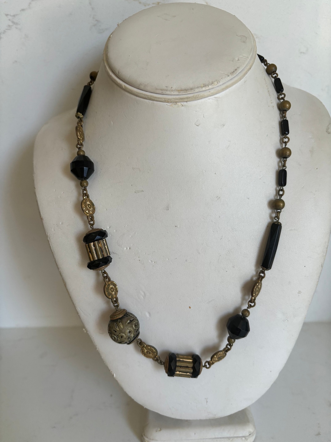 1920’s Vintage Art Deco Jet Glass Beads Necklace - Etsy