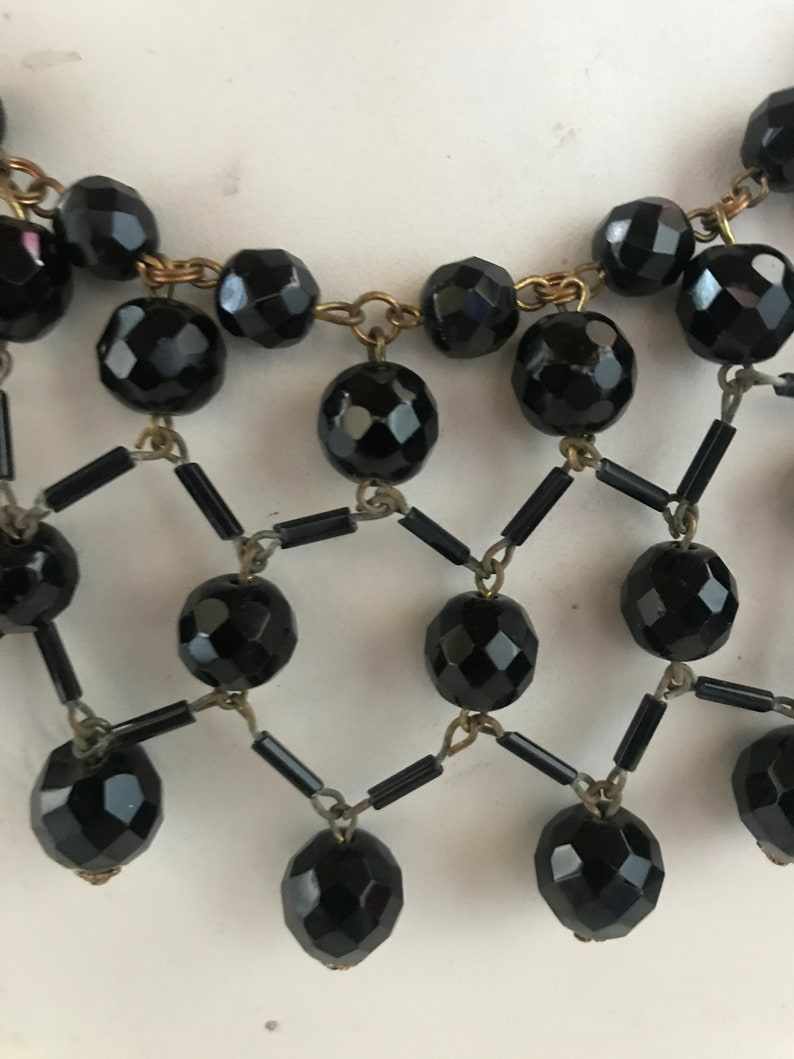 Gorgeous Antique Black Jet Bead Collar Necklace - Etsy