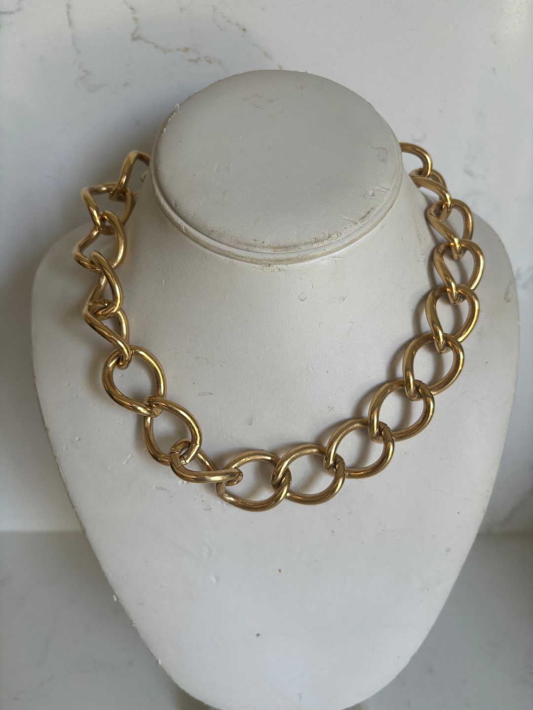 1980’s Vintage Stylish Gold Plated Thick Chain Link Necklace - Etsy