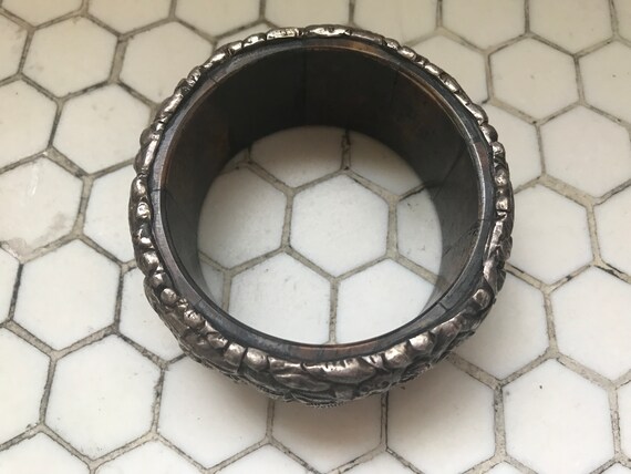 Bone & Silver Dragon Snake Dragon Bangle Bracelet - Gem