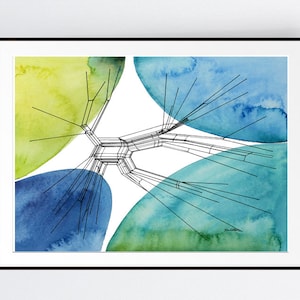 Network Phylogeny, Science, Science Art, Evolution, Watercolor Print ...