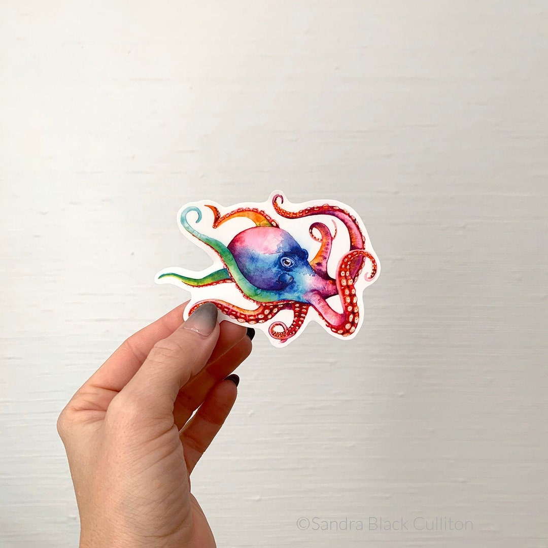 Octopus Sticker, Octopus, Science Stickers, Watercolor Octopus, Laptop ...