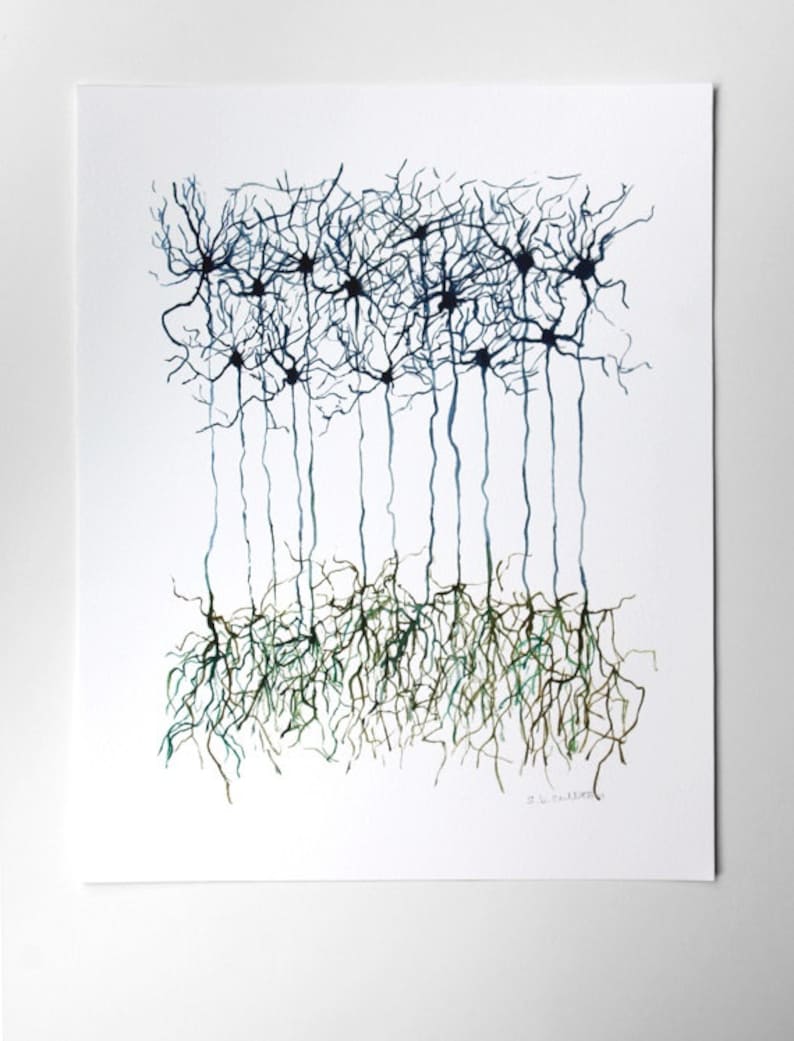 Neuron 2 Neurons Neurology Art Print Neuron Print - Etsy