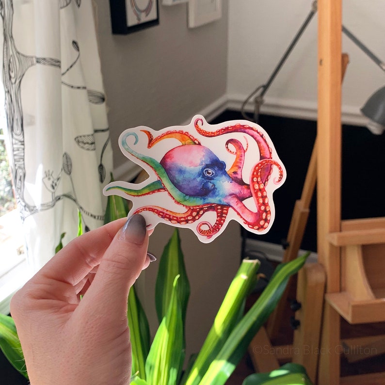 Octopus Sticker Octopus Science Stickers Watercolor - Etsy