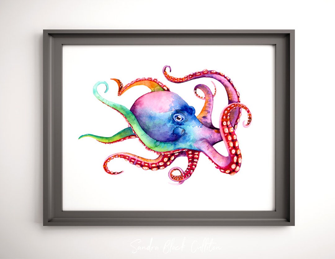 Octopus, Watercolor Octopus, Octopus Art, Art Print, Octopus Print ...