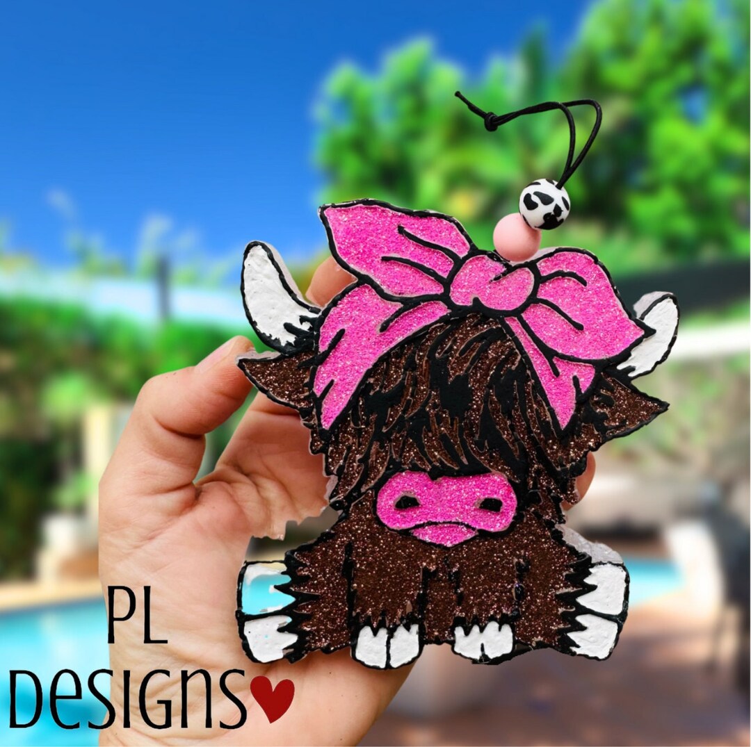 Highland Cow Freshie Car Freshie Aroma Beads Car Freshie Glitter ...