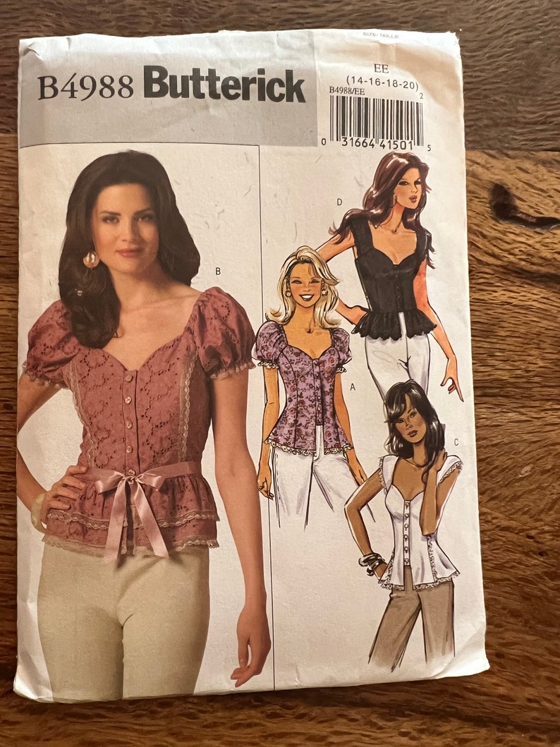 Butterrick Sewing Pattern B 4988 Size EE 14-20 - Etsy