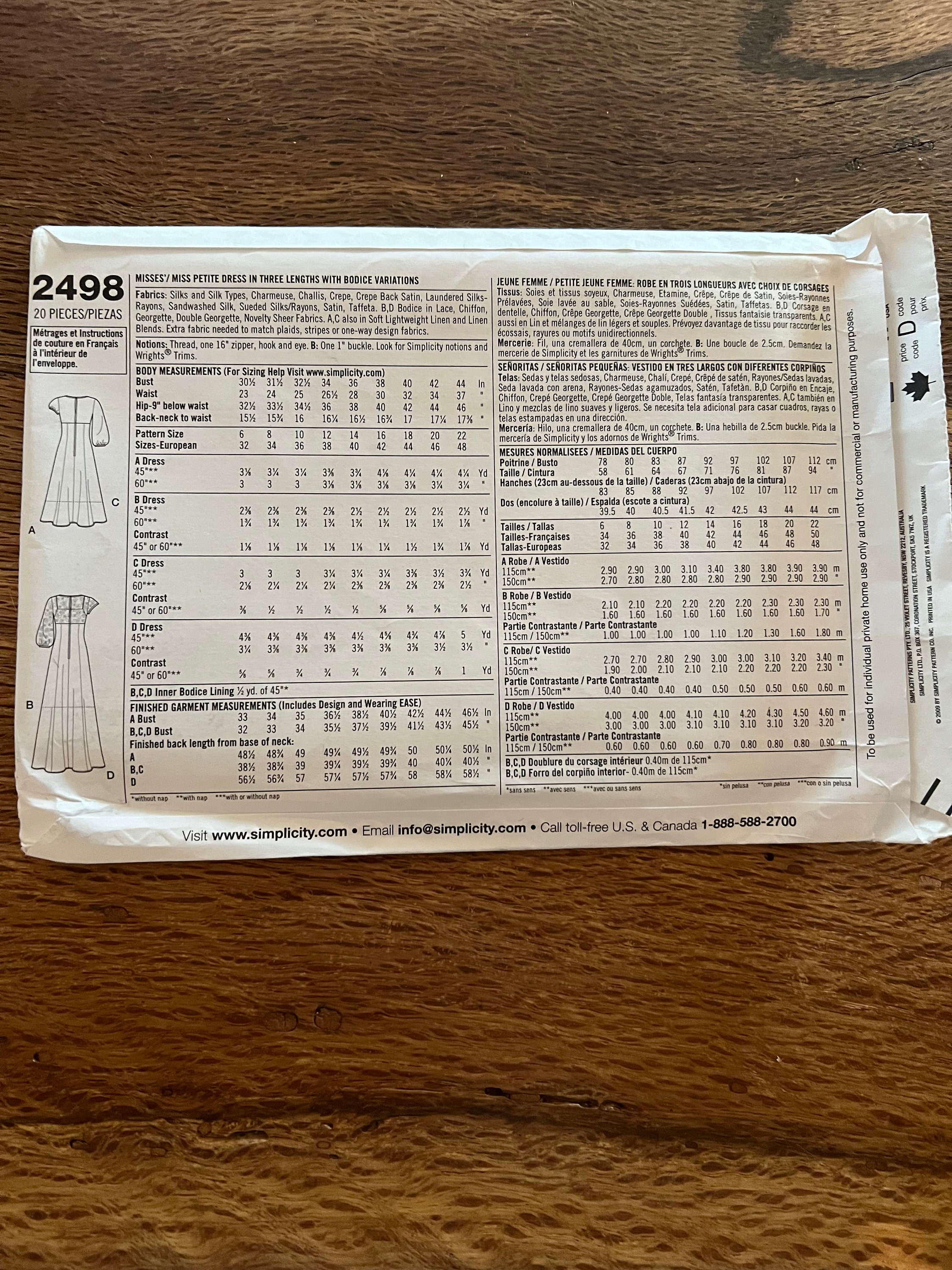 Simplicity 2498 Dress Sewing Pattern Size 14-22 - Etsy