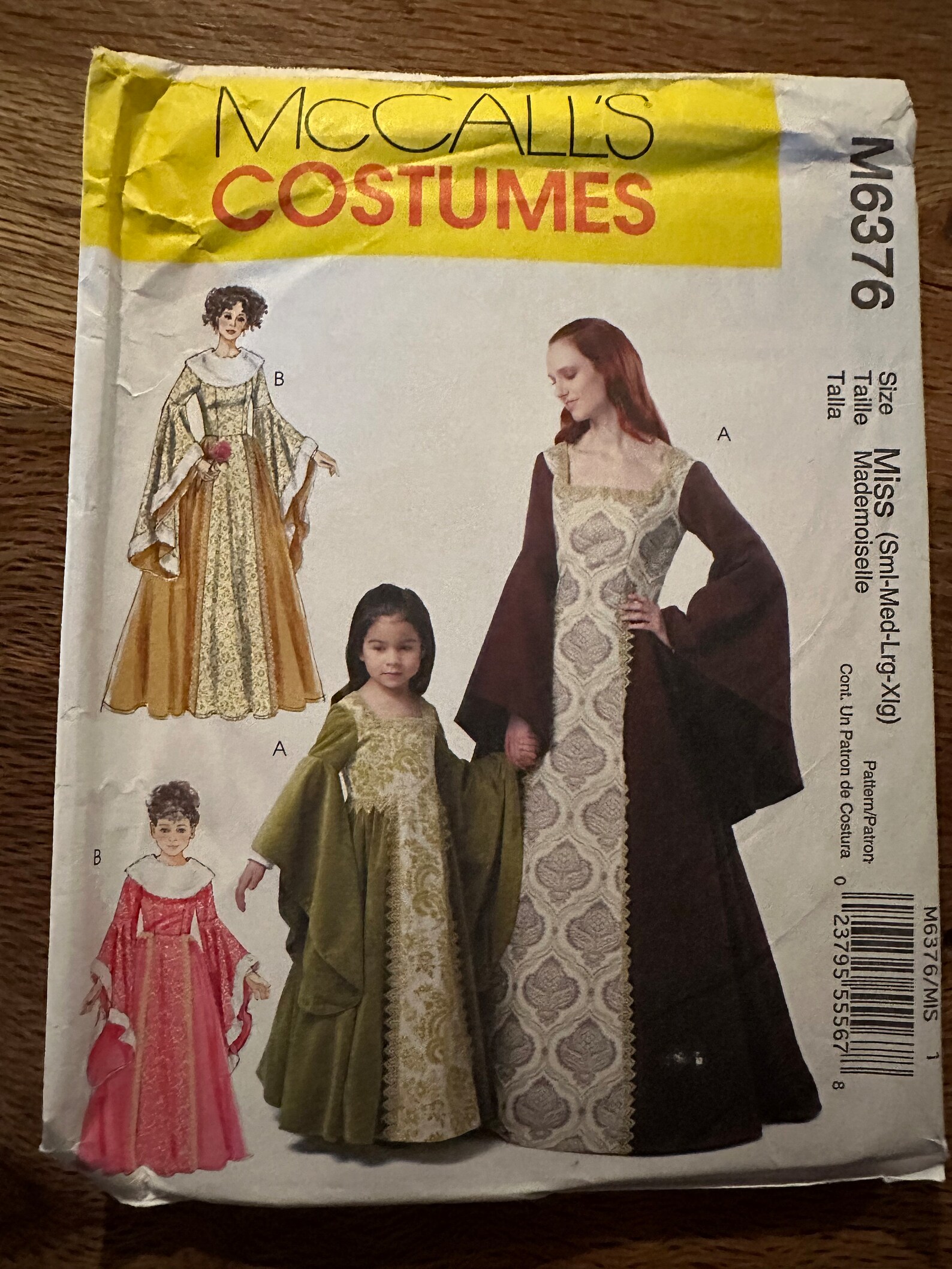 M6376 Mccall's Medieval Costume Sewing Pattern Size Small-xlarge - Etsy