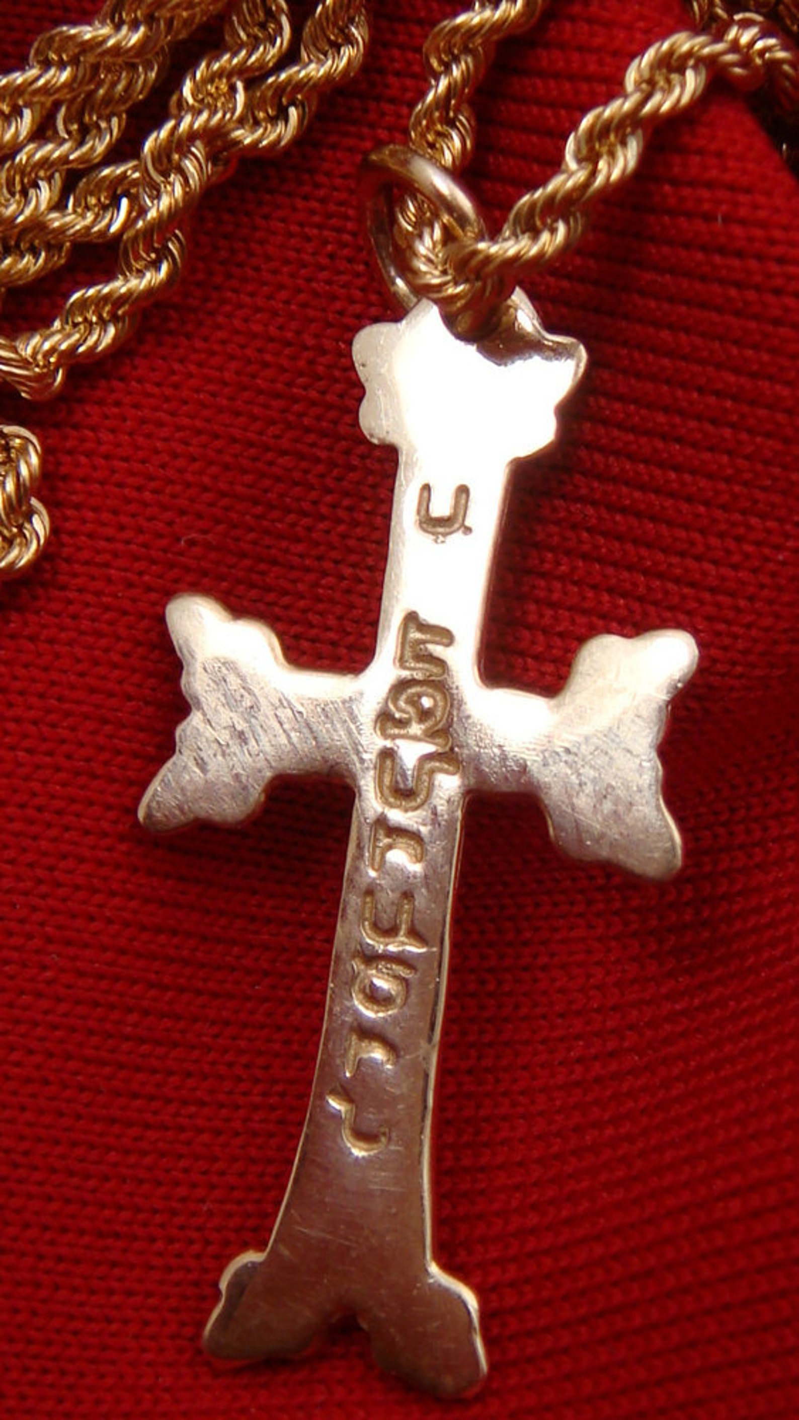 Armenian yellow Gold 14K Cross with gold Chain Hand Made | Etsy