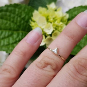 14k Triangle Diamond Ring - Diamond Engagement Ring - Wedding Ring, 14k ...