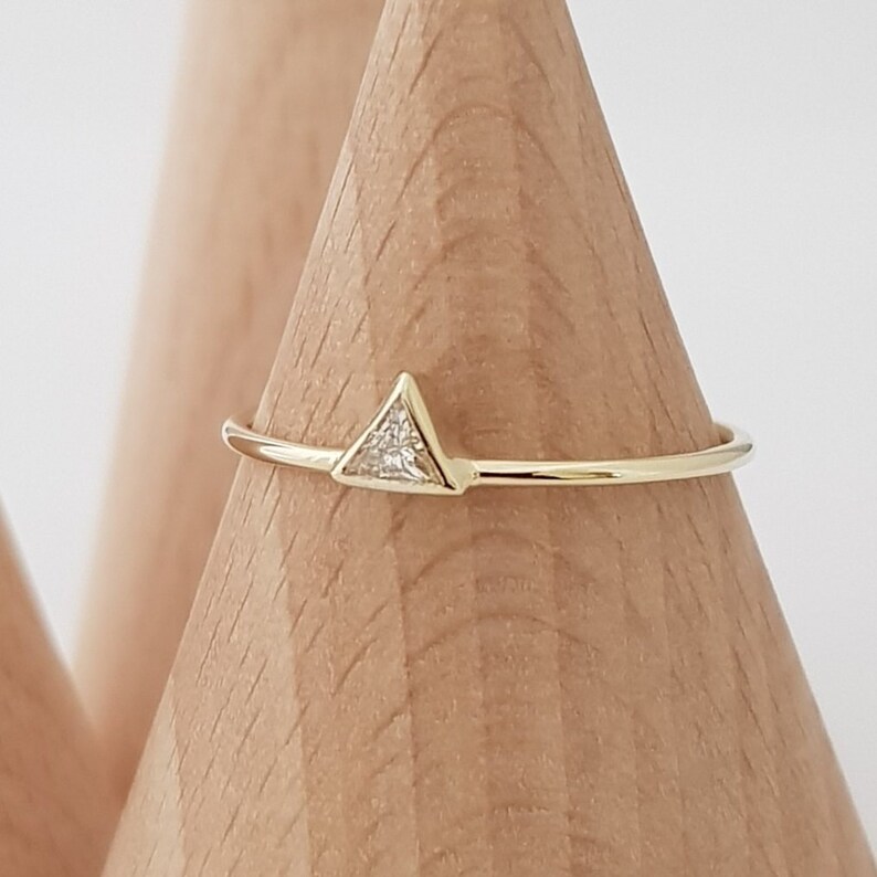 14k triangle Diamond ring Diamond engagement ring wedding | Etsy