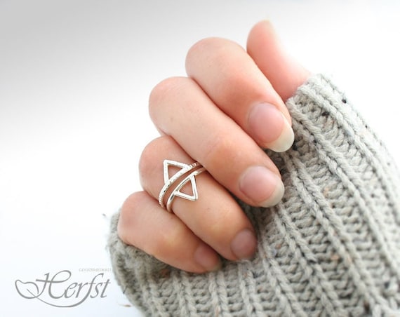Triangle Shape Ring Sterling Silver Triangle Ring Stacking | Etsy