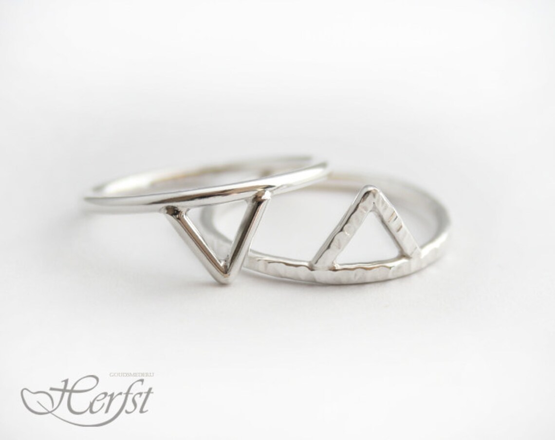 Triangle Shape Ring Sterling Silver Triangle Ring Stacking - Etsy UK