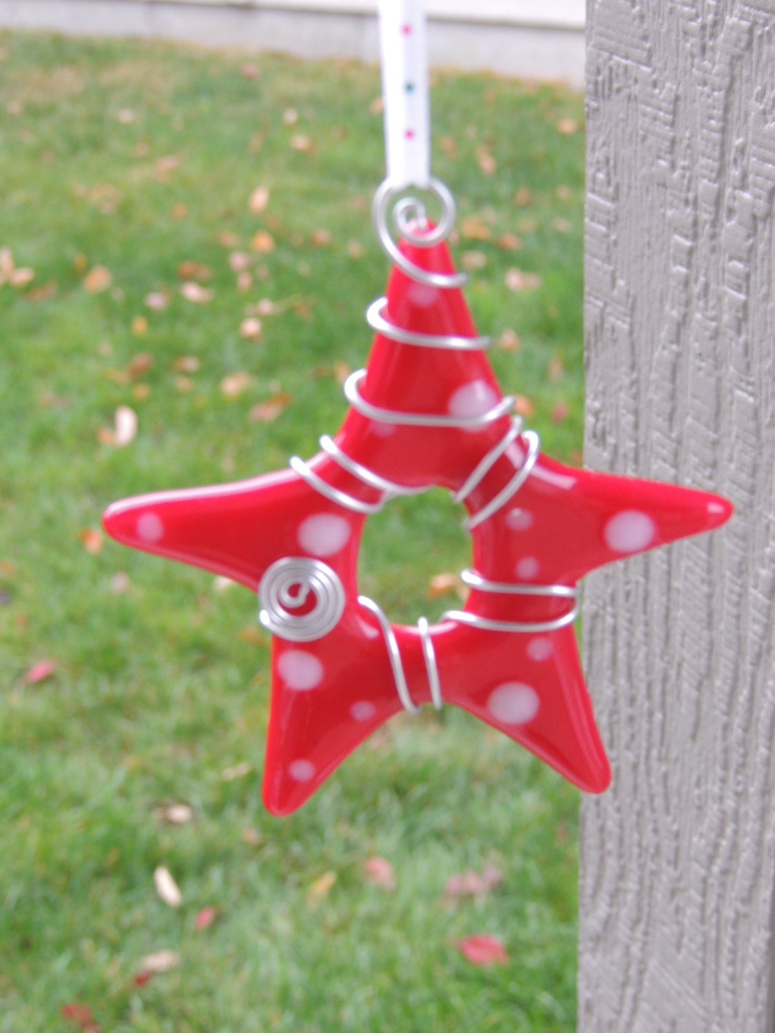 Star Ornament -red With White Polka Dots - Etsy
