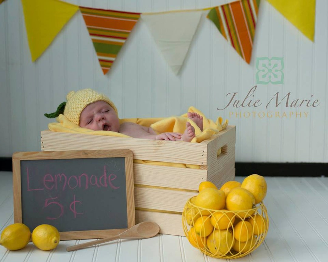 HANDMADE Crochet Lemon Hat Newborn Photography Prop- Fruit Hat- Lemon ...