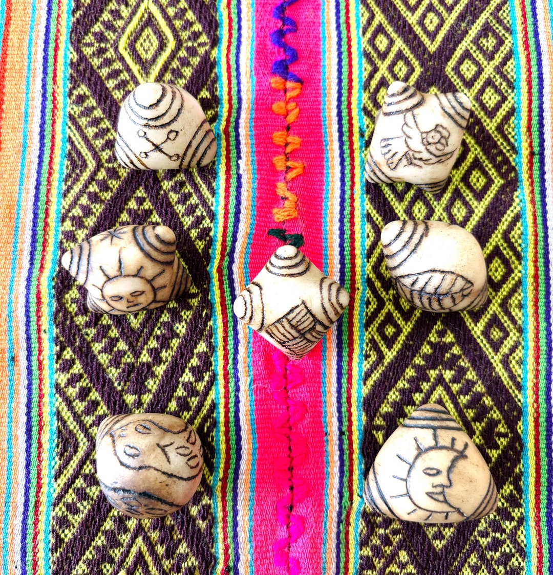Set of 7 Peruvian CHUMPI KHUYA Stones Hand Carved From Alabaster Free ...