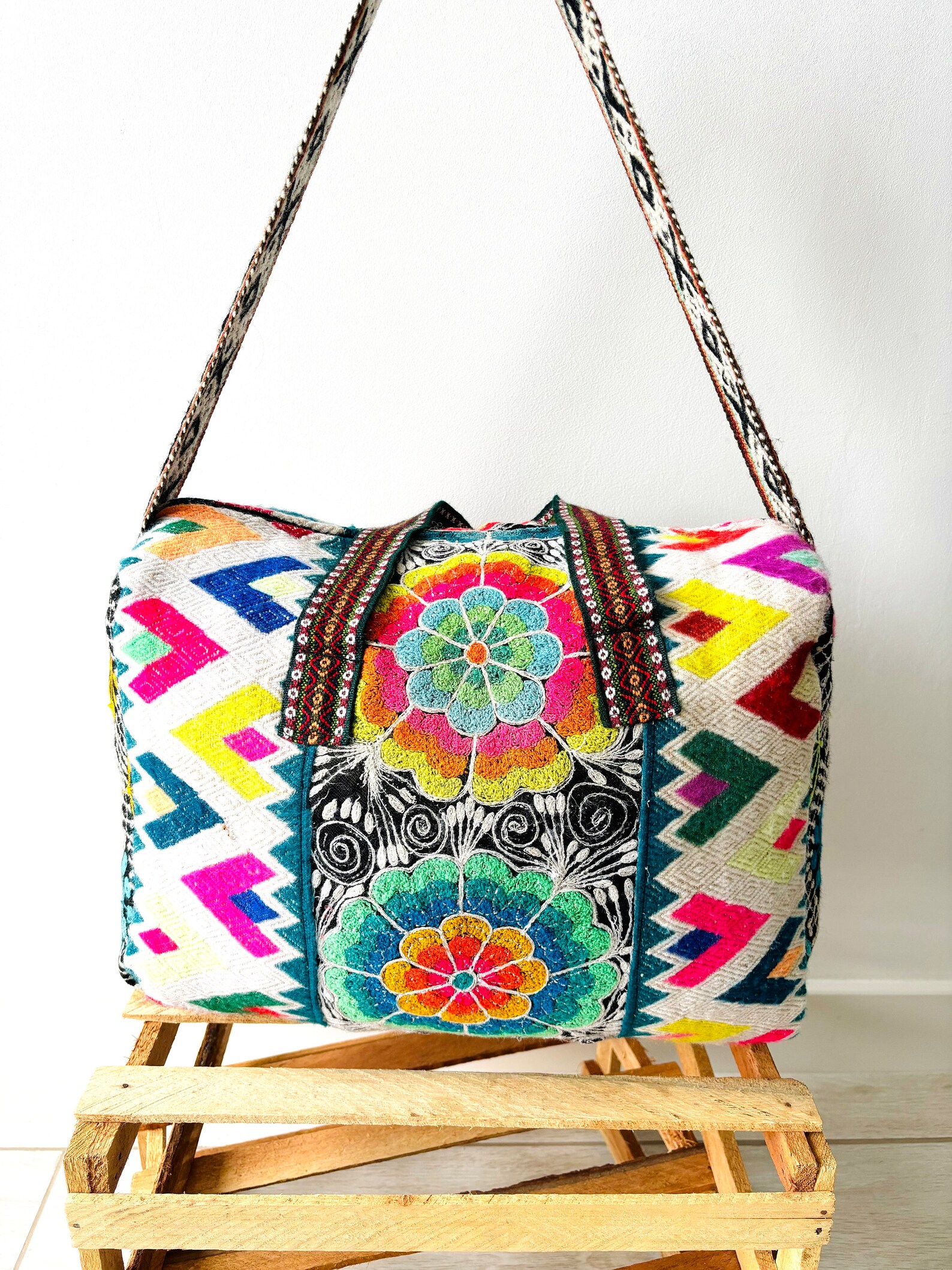 Large Boho Ethnic Bag Made With Peruvian Vintage Upcycled Handmade ...