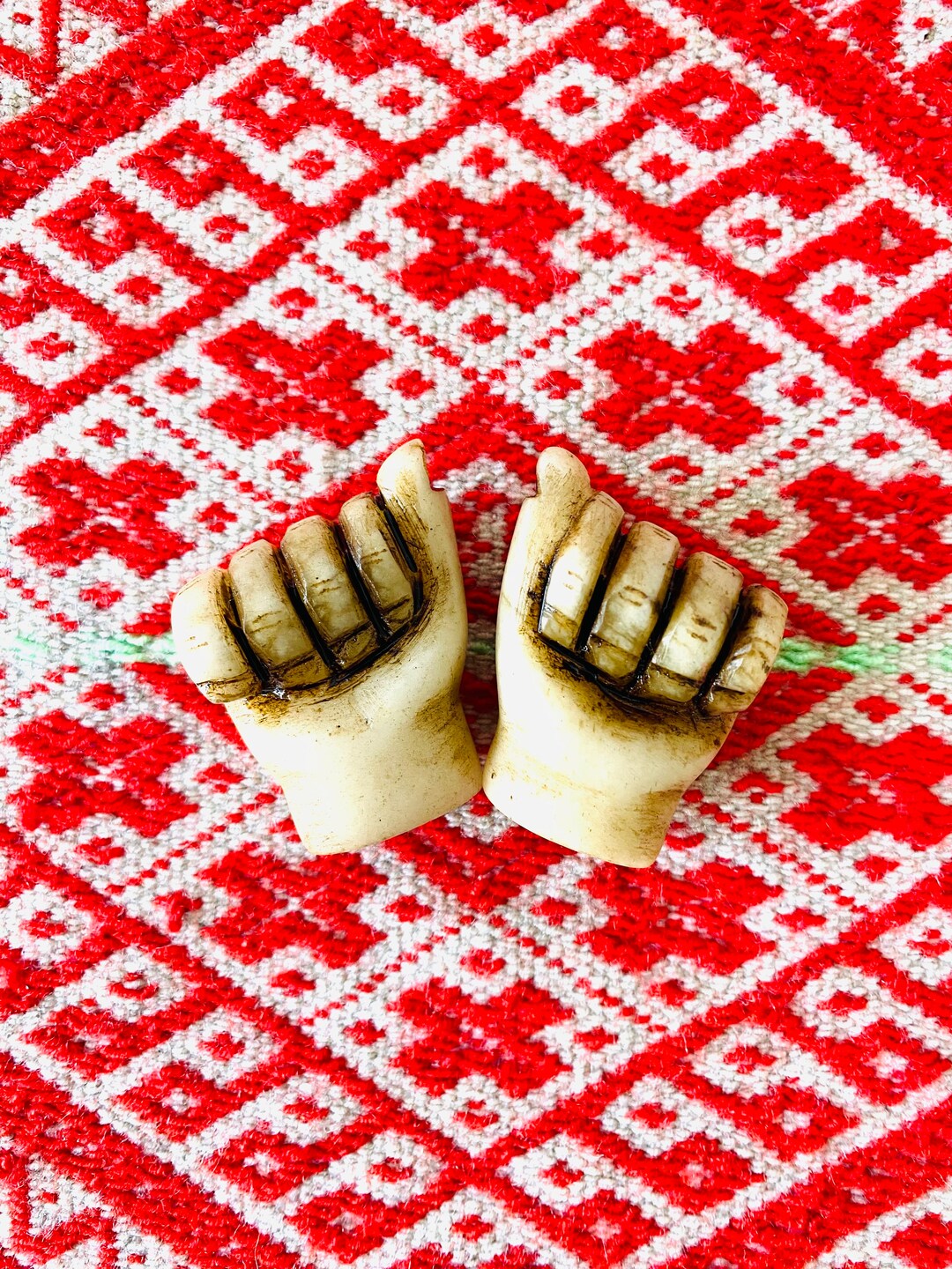 Set of Two Peruvian Hand Carved Offering Hands - Chumpi Khuyas Shaman ...