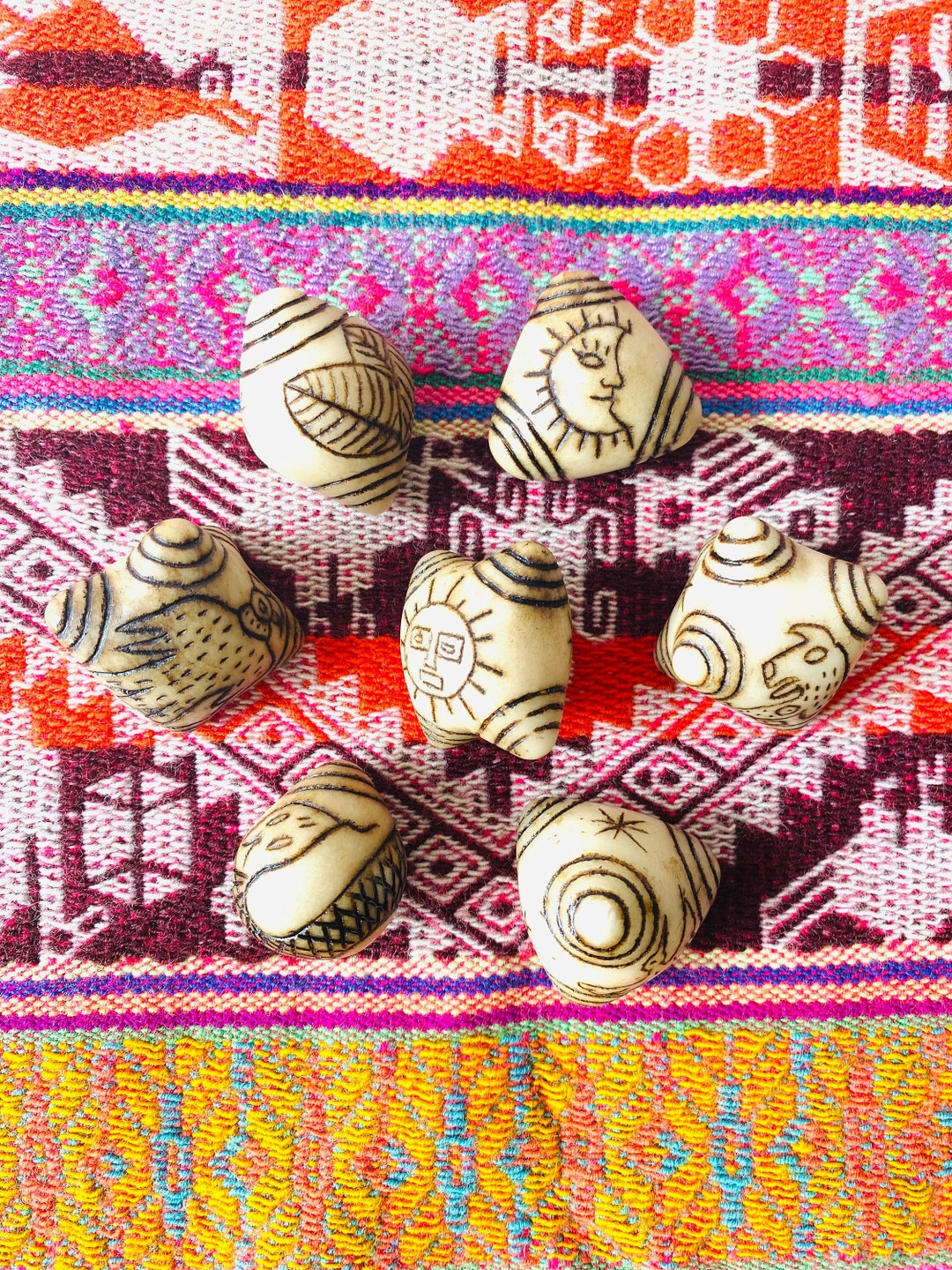 Set of 7 Peruvian CHUMPI KHUYA Stones - Hand Carved From Alabaster ...