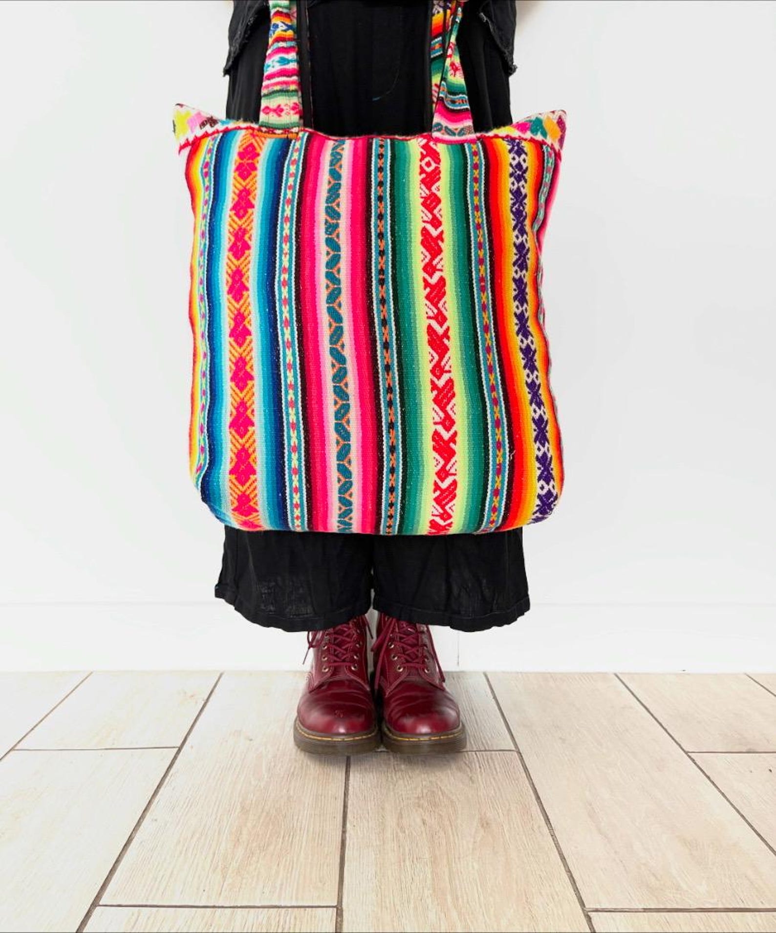 Large Bag Made With Peruvian Vintage Handmade Fabric / Beach Bag - JS90 ...