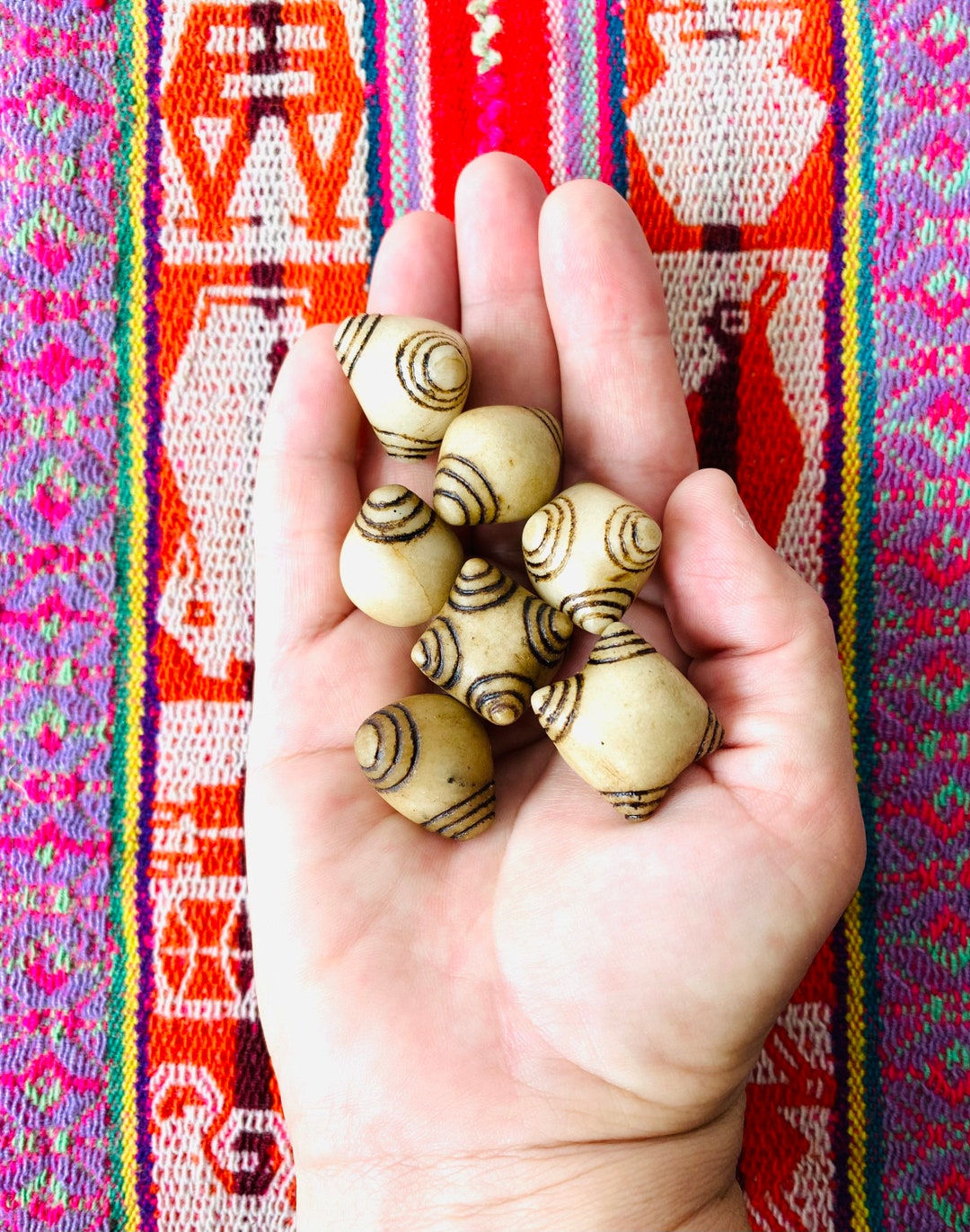 Set of 7 Small Peruvian CHUMPI KHUYA Stones Hand Carved From Alabaster ...
