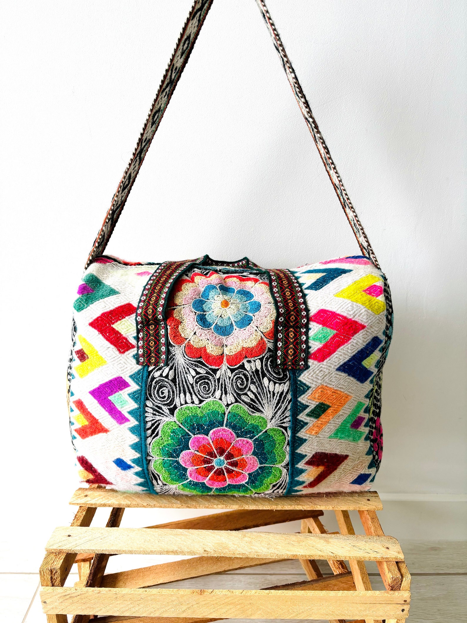 Large Boho Ethnic Bag Made With Peruvian Vintage Upcycled Handmade ...