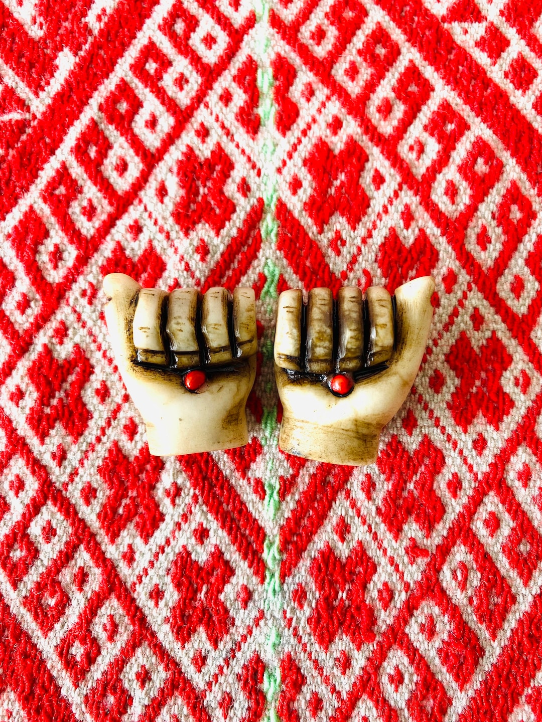 Set of Two Peruvian Hand Carved Offering Hands - Chumpi Khuyas Shaman ...