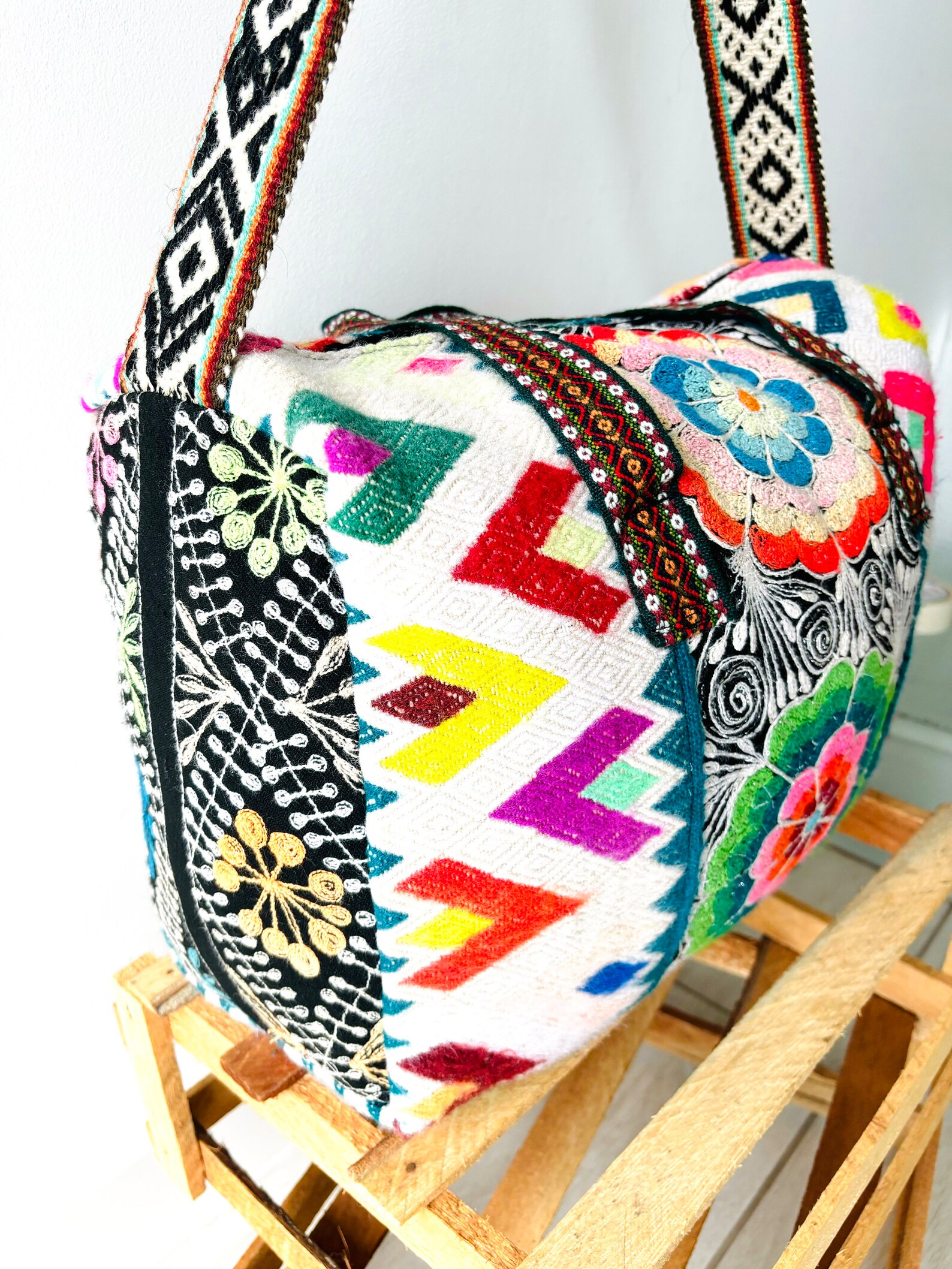 Large Boho Ethnic Bag Made With Peruvian Vintage Upcycled Handmade ...