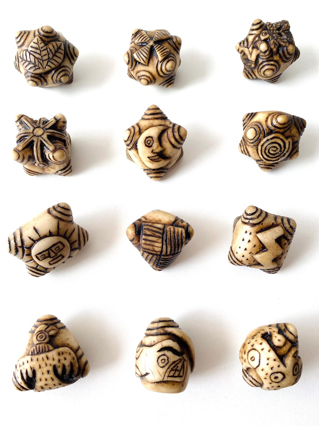 Set of 12 Peruvian CHUMPI KHUYA Stones - High Relief Hand Carved From ...