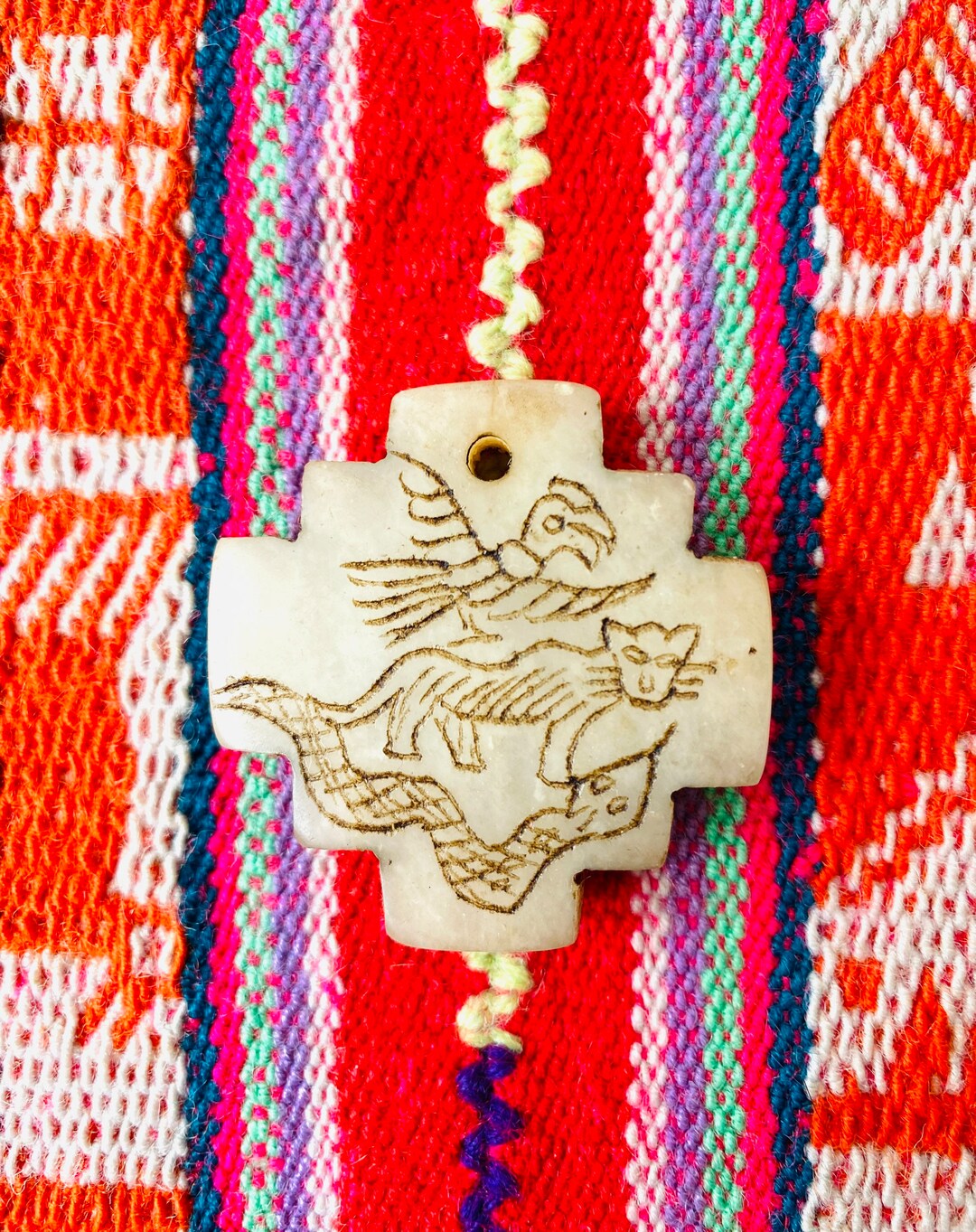 Peruvian Chakana Amulet Talisman Hand Carved in Alabaster - Etsy