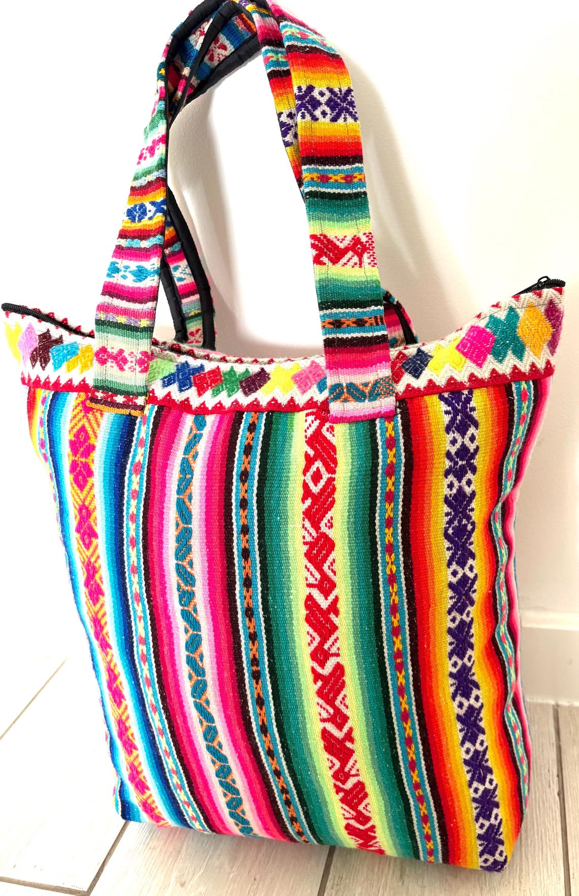 Large Bag Made With Peruvian Vintage Handmade Fabric / Beach Bag - JS90 ...