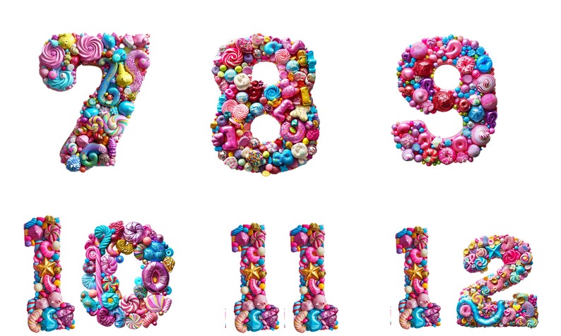 Candy Numbers Clipart, Cute Numbers, Candy Wall Art, Birthday Numbers ...