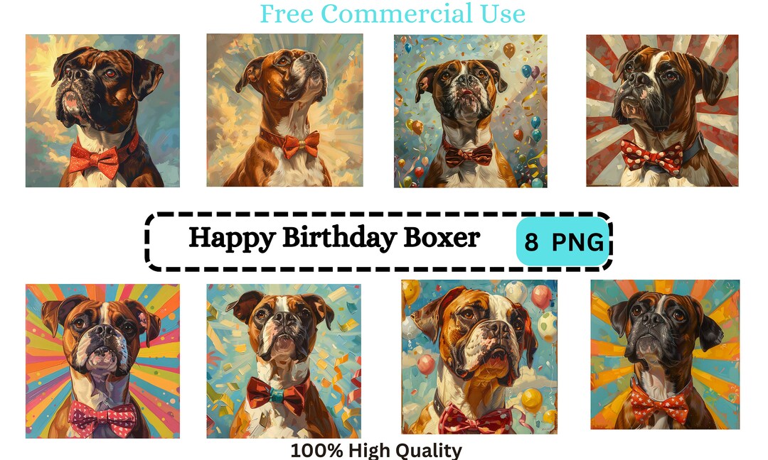 Boxer Dog Happy Birthday, Boxer Wall Art, Dog Lover Art, Modern Dog Art ...