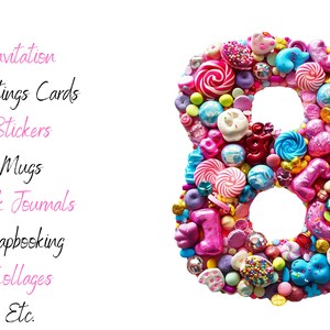 Candy Numbers Clipart, Cute Numbers, Candy Wall Art, Birthday Numbers ...