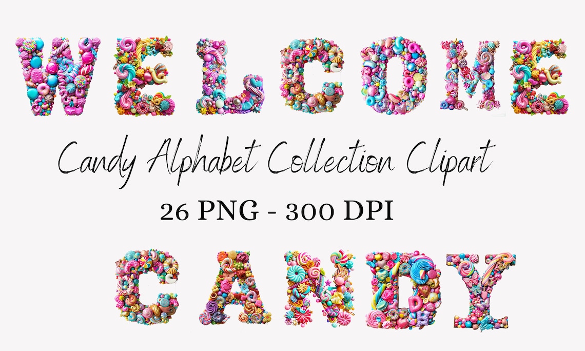 Candy Alphabet Clipart, Candy Letters, Pink Candy Bundle, Alphabet ...