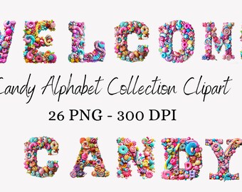 Candy Alphabet Digital Clipart Instant Download - Etsy
