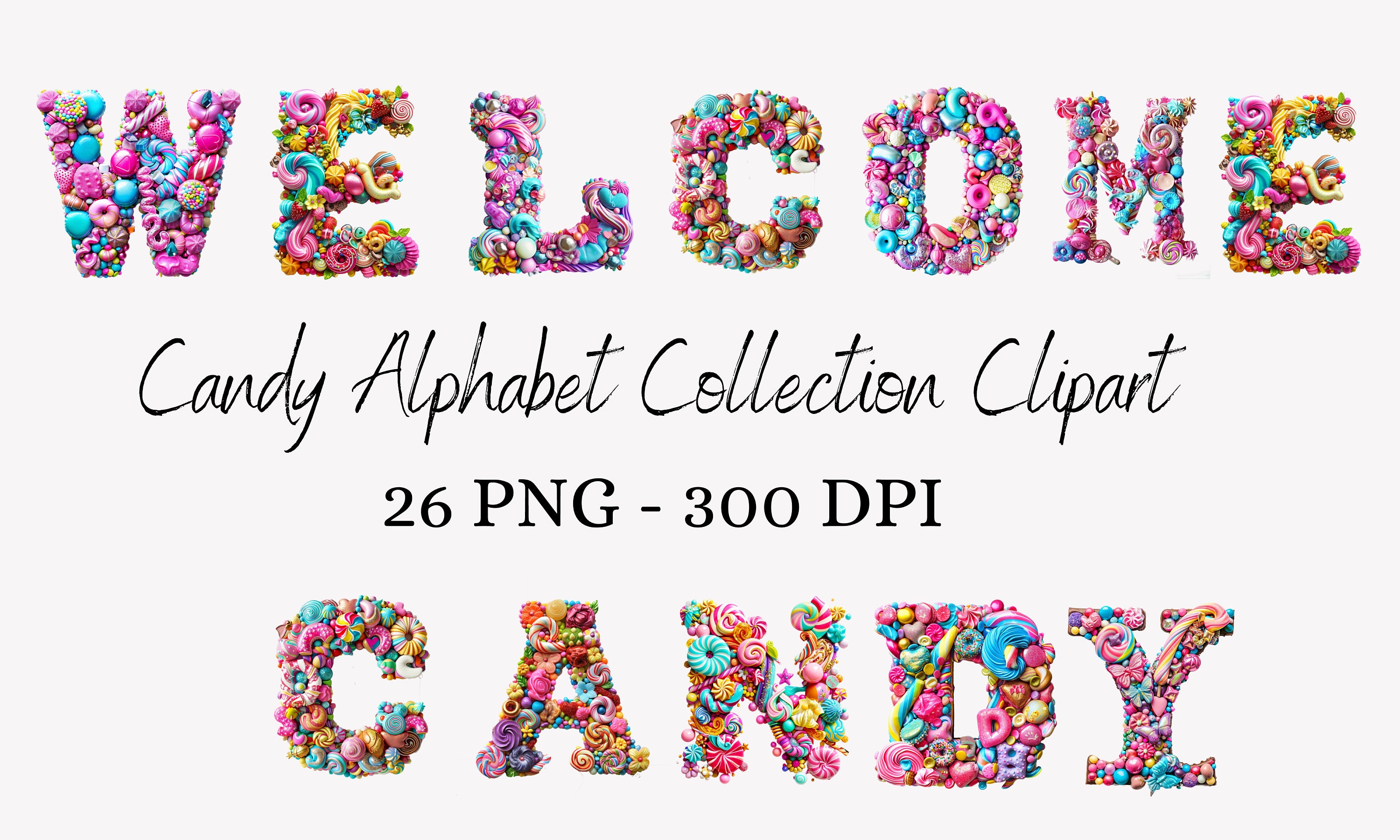 Candy Alphabet Clipart, Candy Letters, Pink Candy Bundle, Alphabet Clipart, Commercial Use ...