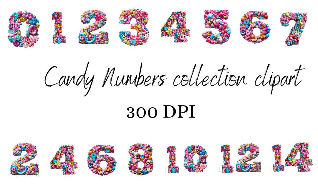 Candy Numbers Clipart, Cute Numbers, Candy Wall Art, Birthday Numbers ...
