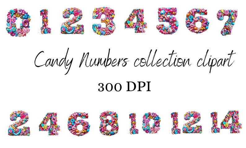 Candy Numbers Clipart, Cute Numbers, Candy Wall Art, Birthday Numbers ...