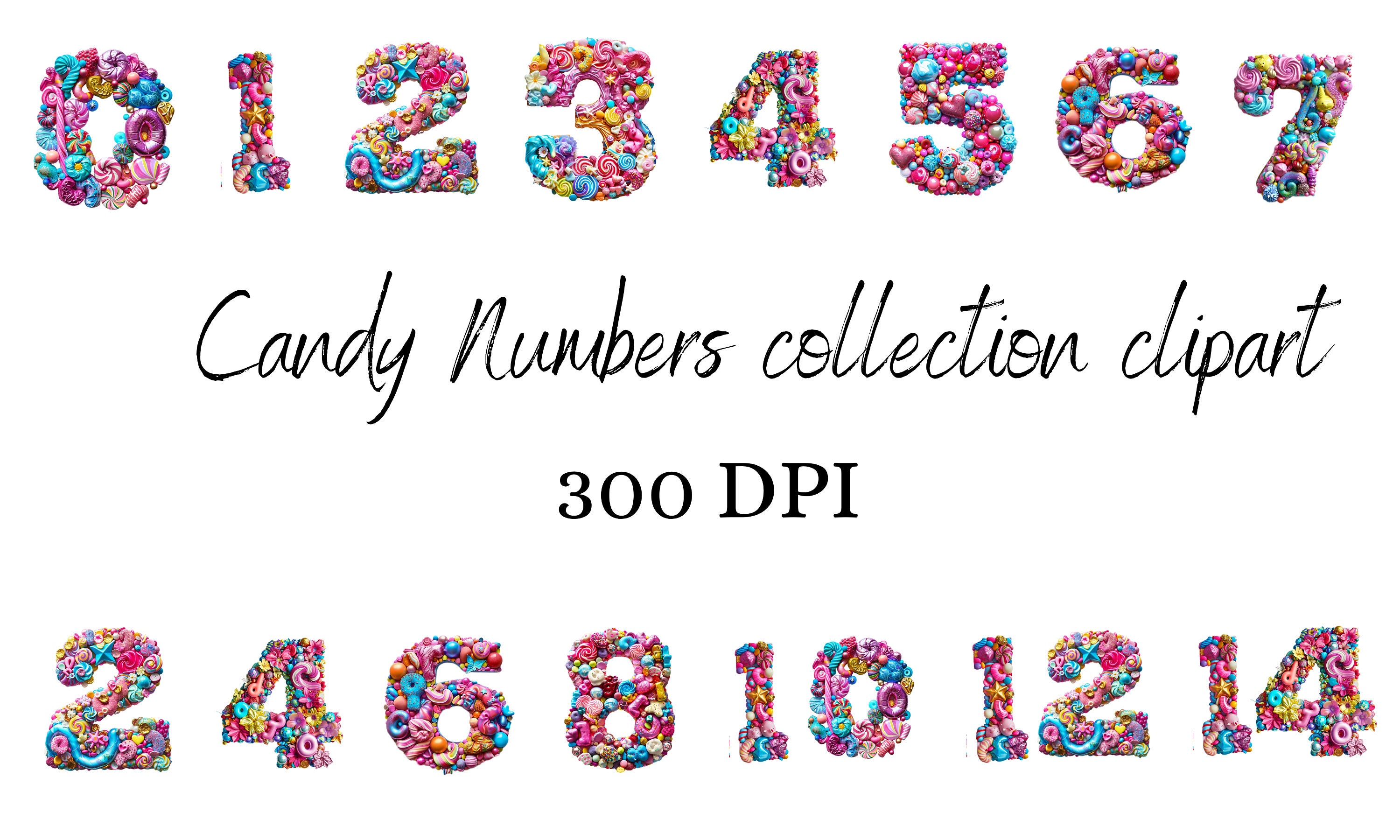 Candy Numbers Clipart, Cute Numbers, Candy Wall Art, Birthday Numbers ...