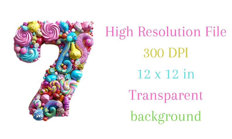 Candy Numbers Clipart, Birthday Numbers, Printable Numbers, Sweet and ...