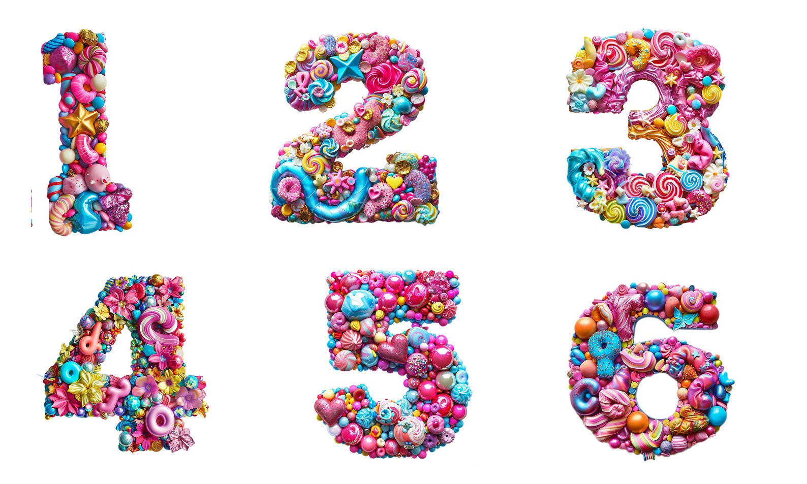 Candy Numbers Clipart, Cute Numbers, Candy Wall Art, Birthday Numbers ...