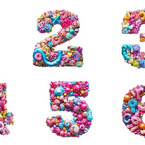 Candy Numbers Clipart, Cute Numbers, Candy Wall Art, Birthday Numbers ...