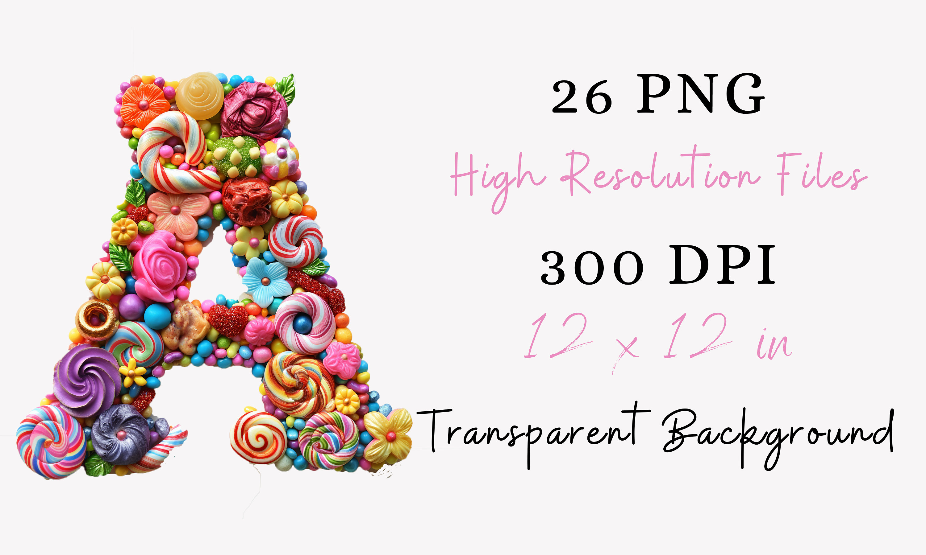 Candy Alphabet Clipart, Candy Letters, Pink Candy Bundle, Alphabet ...