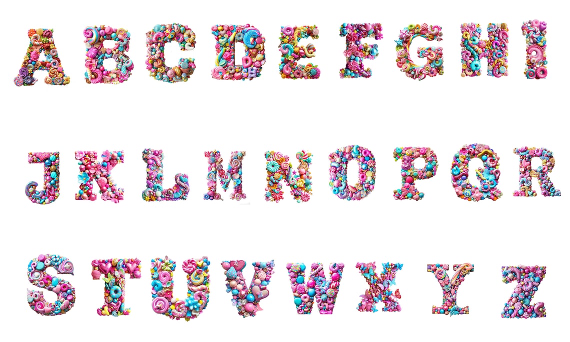 Candy Alphabet Clipart, Candy Letters, Pink Candy Bundle, Alphabet ...