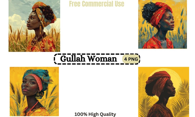 Gullah Woman Art Collection - 4PNG, Digital Files for Creative Projects ...