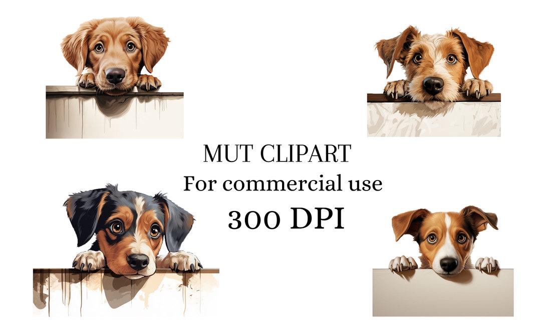 Mut Clipart, Charming Dog Clipart, 4 PNG Images, Puppy Dog Clipart ...